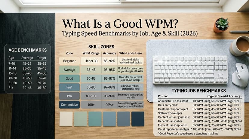 What Is a Good WPM? Typing Speed Benchmarks by Job, Age & Skill (2026 ...